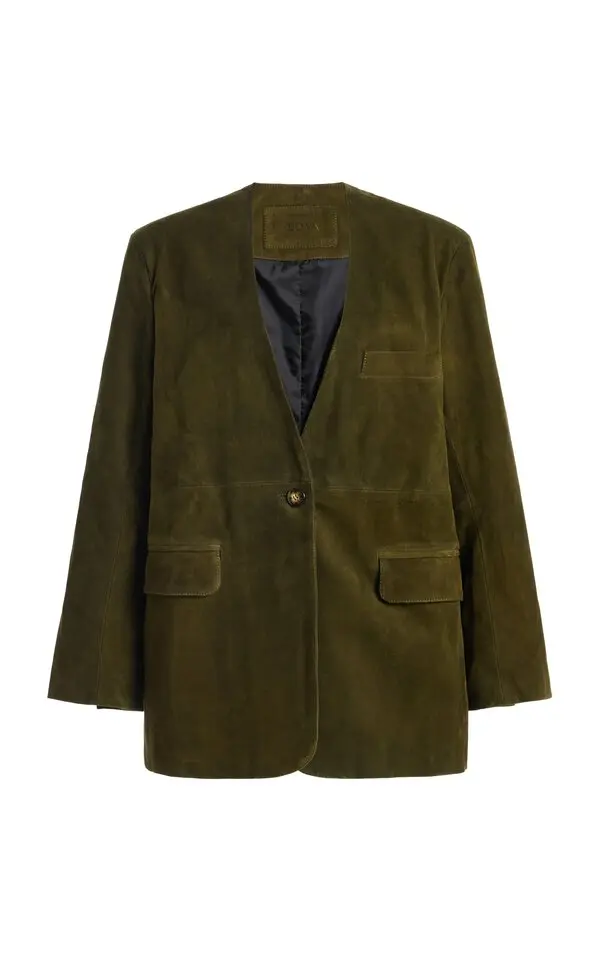 SLOAN Exclusive Collarless Suede Blazer