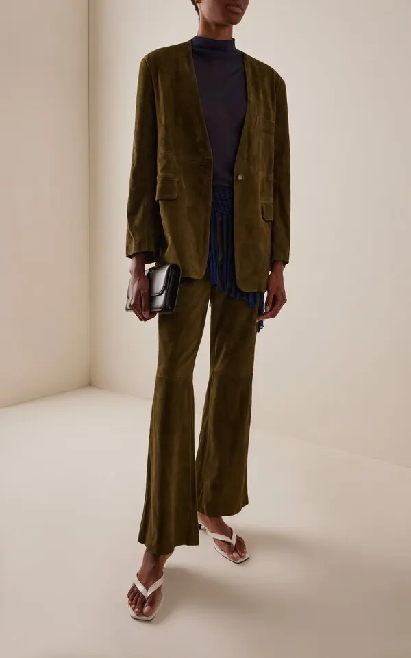 SLOAN Exclusive Collarless Suede Blazer