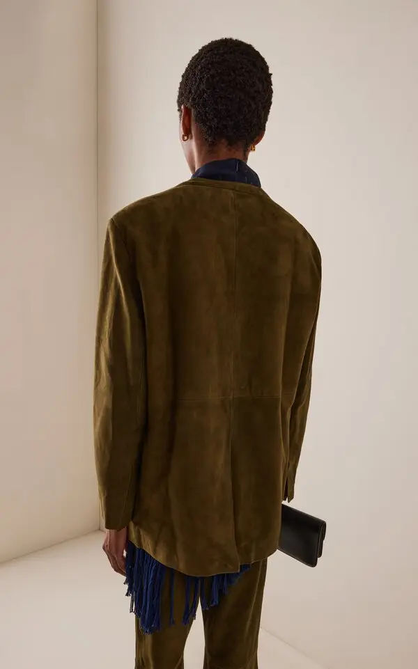 SLOAN Exclusive Collarless Suede Blazer