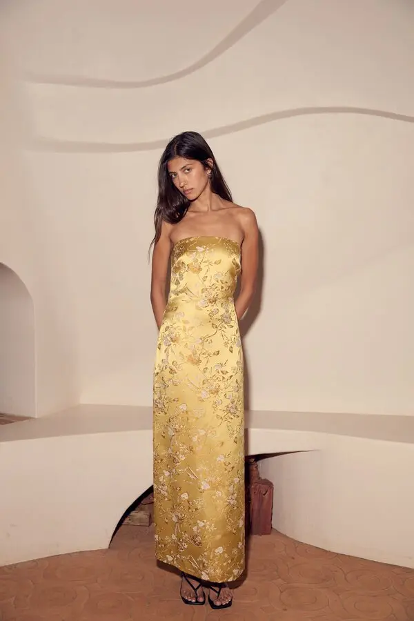 ROAME Pascal Strapless Maxi Dress - Gold