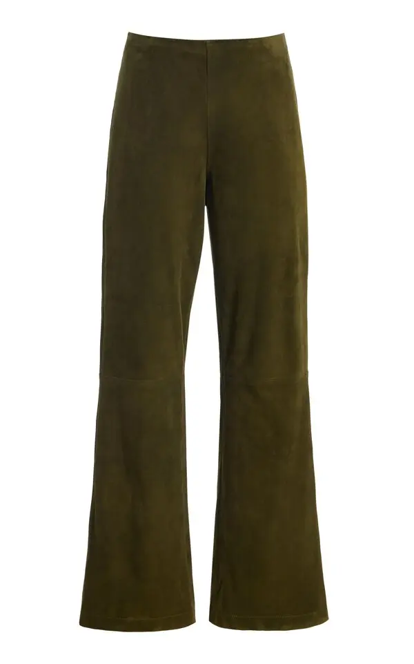 SLOAN Exclusive Suede Low-rise Flared-leg Pants
