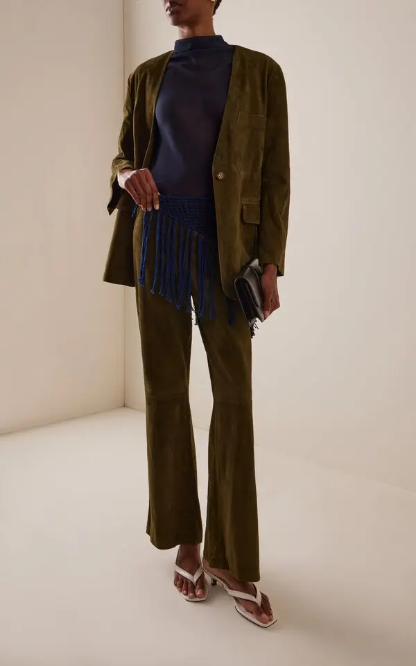 SLOAN Exclusive Suede Low-rise Flared-leg Pants