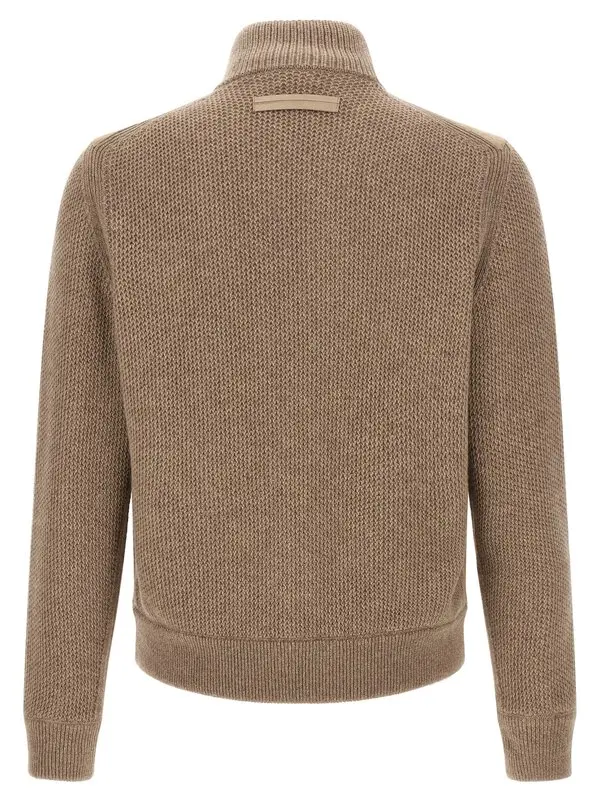 Zegna Suede Panel Cardigan