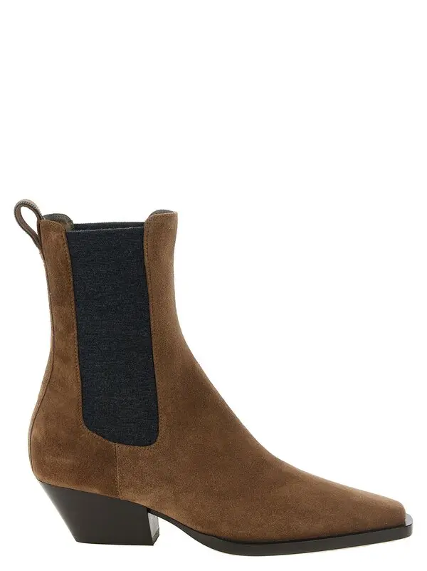 Brunello Cucinelli Precious Loop Detail' Ankle Boots - Brown