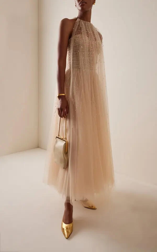 Monique Lhuillier Embroidered Degrade Cocktail Dress