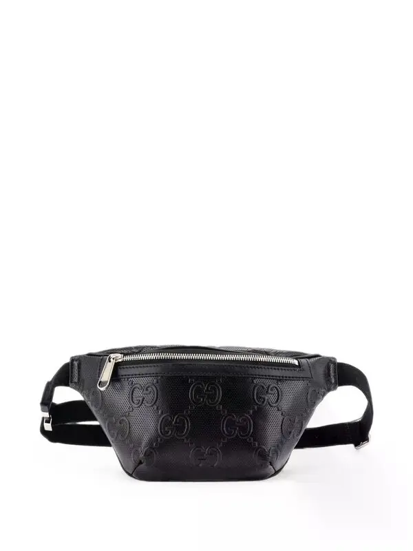 Gucci Gg Embossed Perforated Leather Small Belt Bag - Black