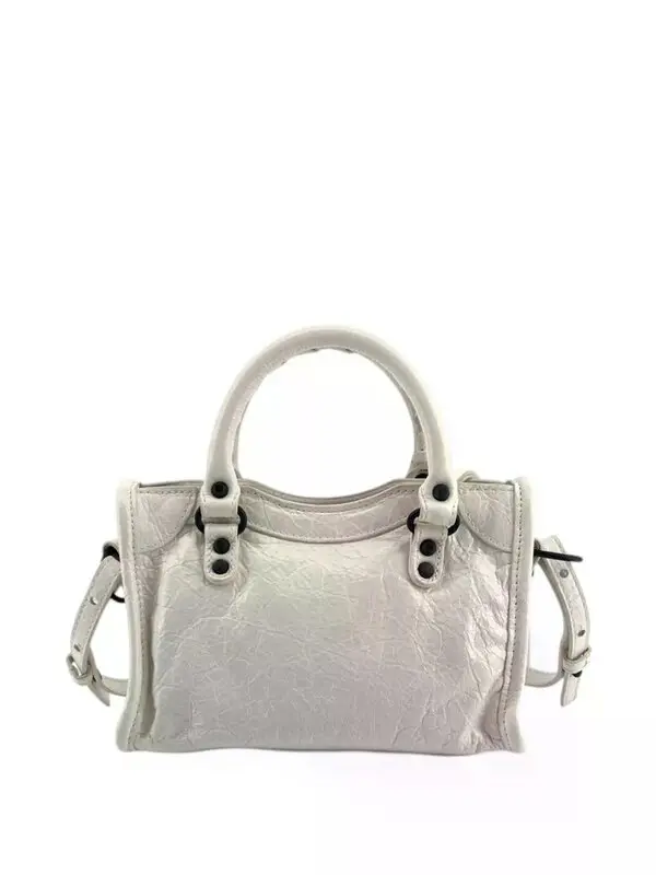 Balenciaga 2012 Nano Lambskin Motocross Classic Le City Satchel - White
