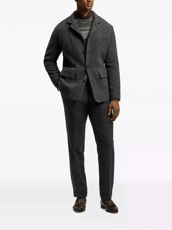 Ralph Lauren Purple Label Glen-check Suede-trim Cashmere Jacket