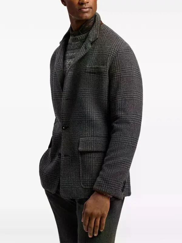Ralph Lauren Purple Label Glen-check Suede-trim Cashmere Jacket