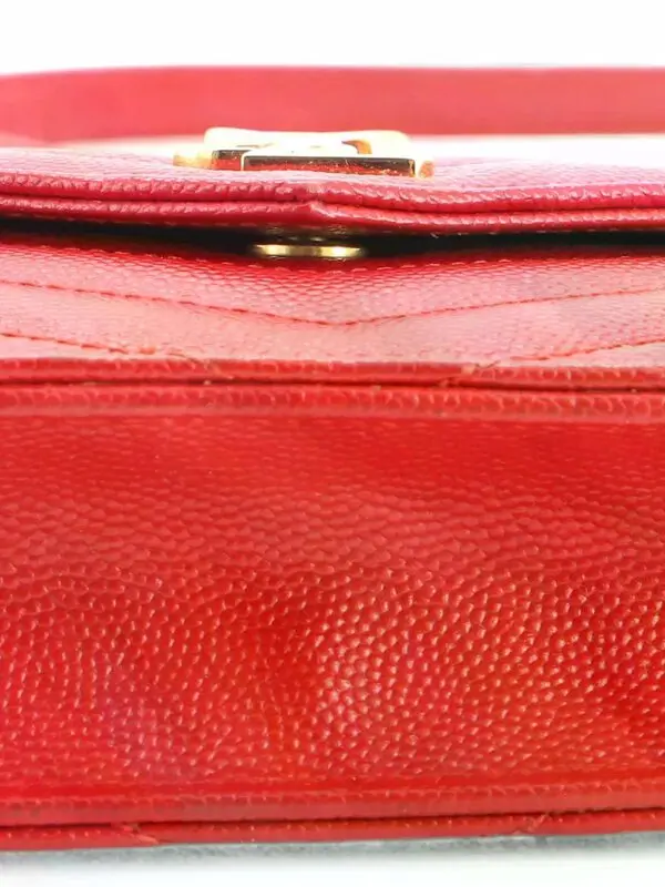 Saint Laurent Classic Monogram Wallet On Chain Matelasse Chevron Leather Small Crossbody Bag - Red