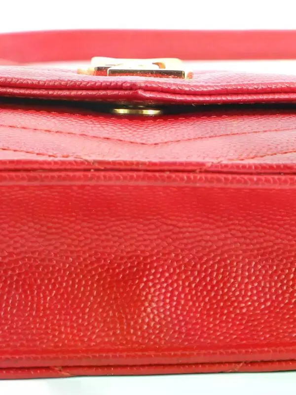 Saint Laurent Classic Monogram Wallet On Chain Matelasse Chevron Leather Small Crossbody Bag - Red