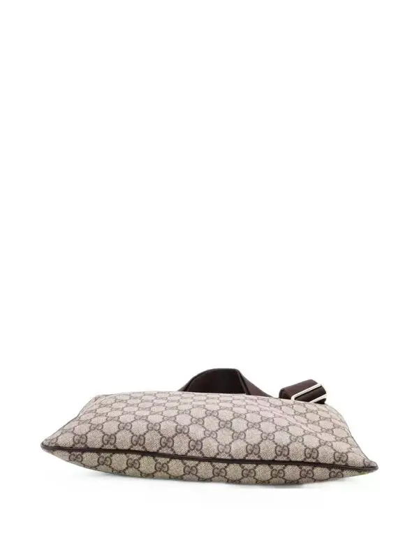 Gucci Zip Top Messenger Bag Gg Coated Canvas Large Crossbody Bag