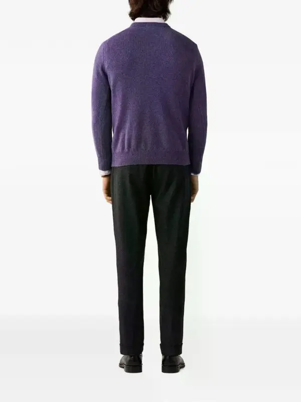 HACKETT  V-neck Lambswool Sweater - Purple