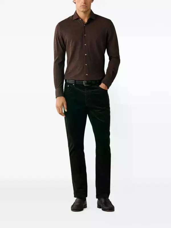 HACKETT  Jersey-piqué Buttoned Shirt