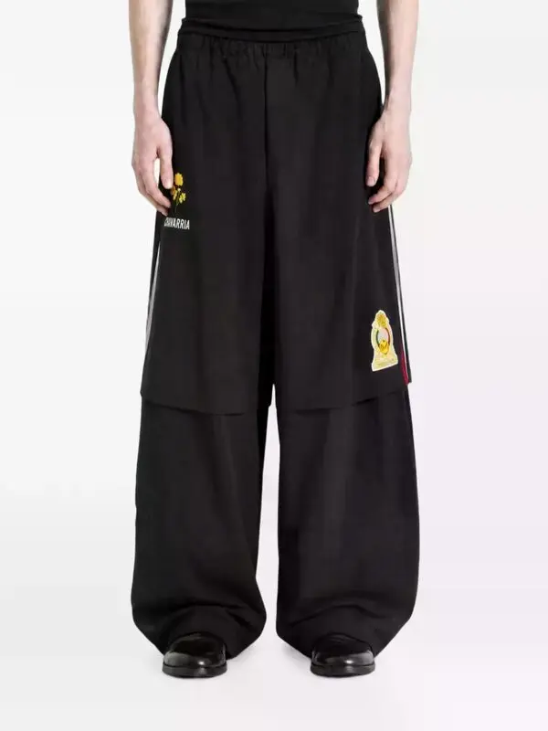 Adidas Logo-patch Wide-leg Track Pants - Black