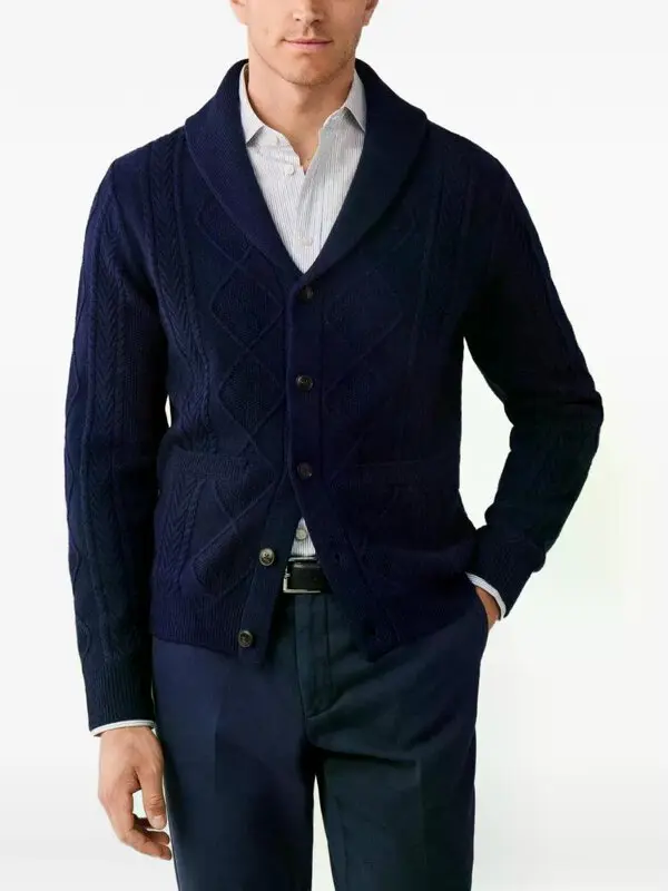 HACKETT  Cable-knit Shawl-collar Cardigan
