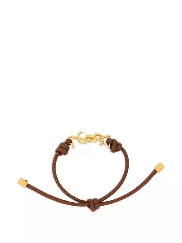Saint Laurent Cassandre Cord Bracelet In Leather