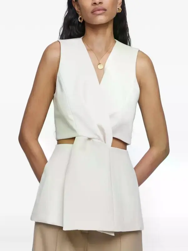 Anna Quan Sia Wrap-front Vest - Neutrals