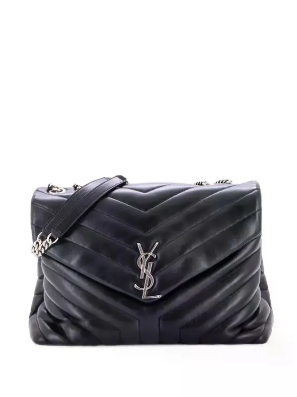Saint Laurent Loulou Matelasse Chevron Leather Medium Shoulder Bag - Black