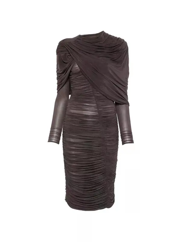 Magda Butrym Ruched Draped-detail Midi Dress - Brown