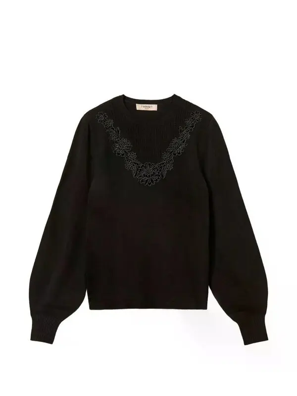 TWINSET Jumper With Macramé Lace Insert - Black