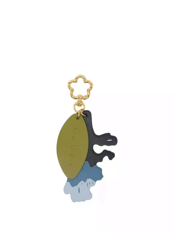 Marni Multicolour Coated Fabric Flower Keyring - Green