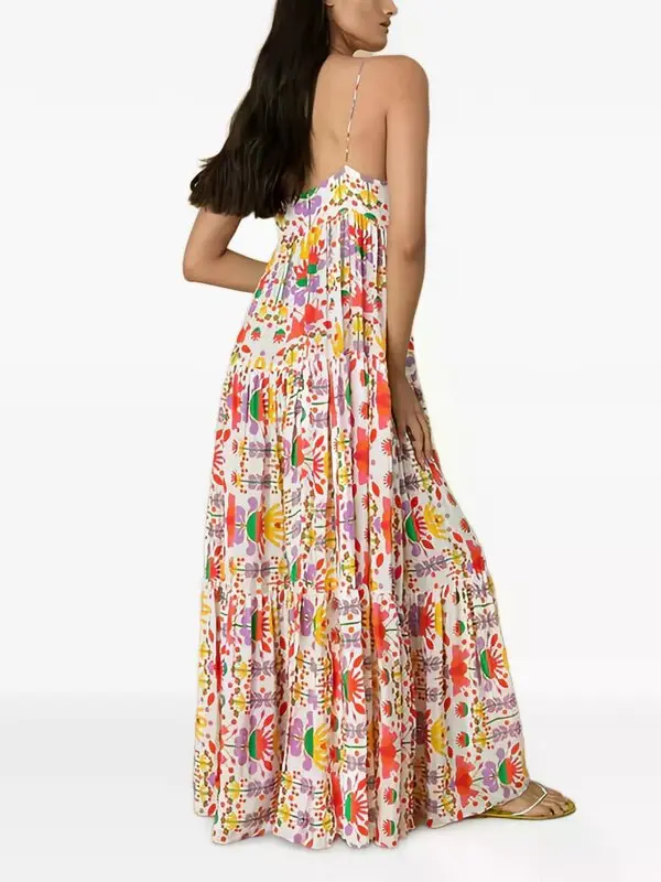 Borgo De Nor Merle Geometric-print Maxi Dress - White