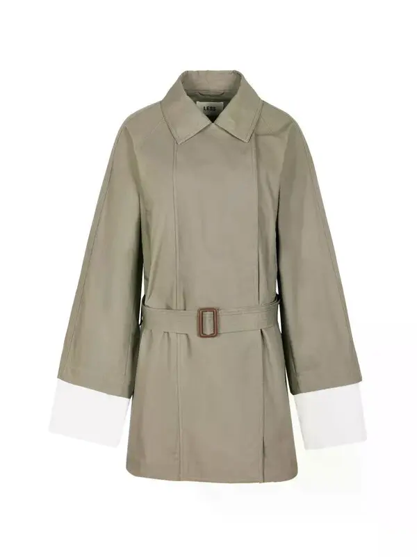 LESS Belted Panelled-sleeve Trench Coat