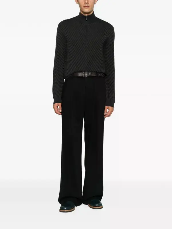 Emporio Armani Chevron-knit Half-zip Sweater