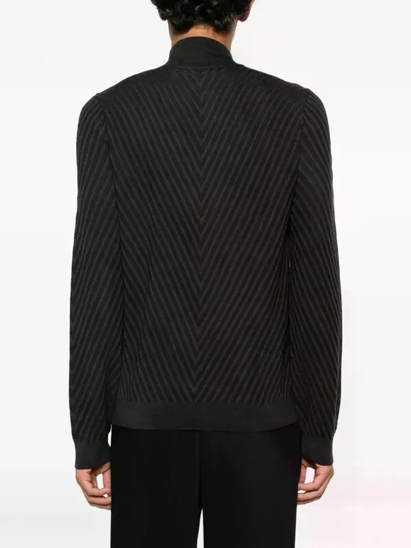 Emporio Armani Chevron-knit Half-zip Sweater