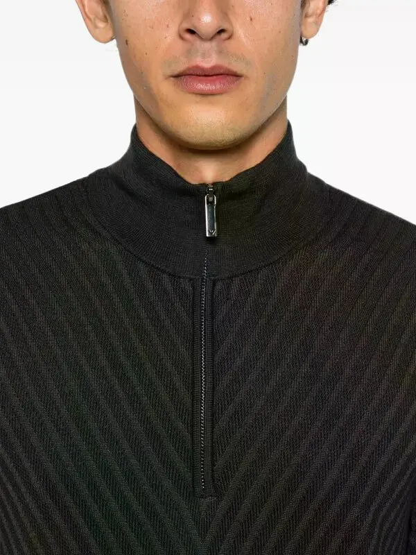 Emporio Armani Chevron-knit Half-zip Sweater