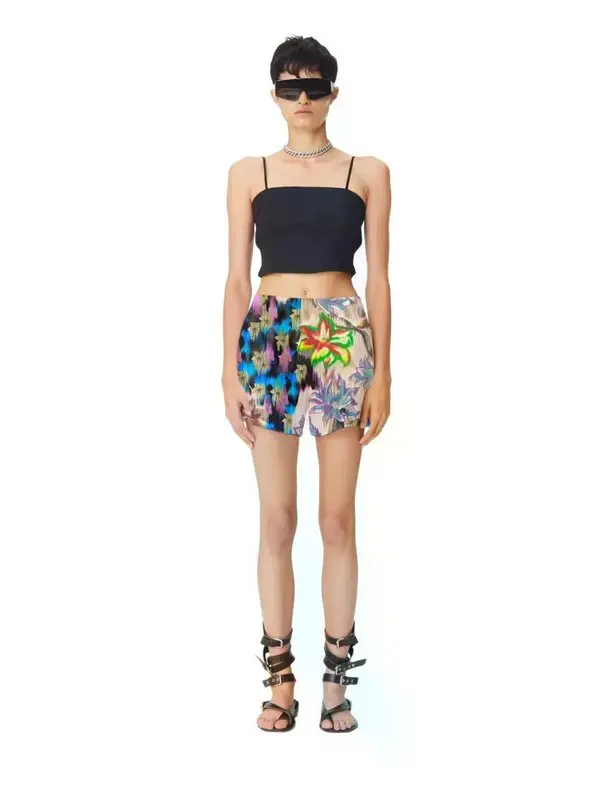 MARIA CHER Areco Dinna Floral-print Shorts - Blue