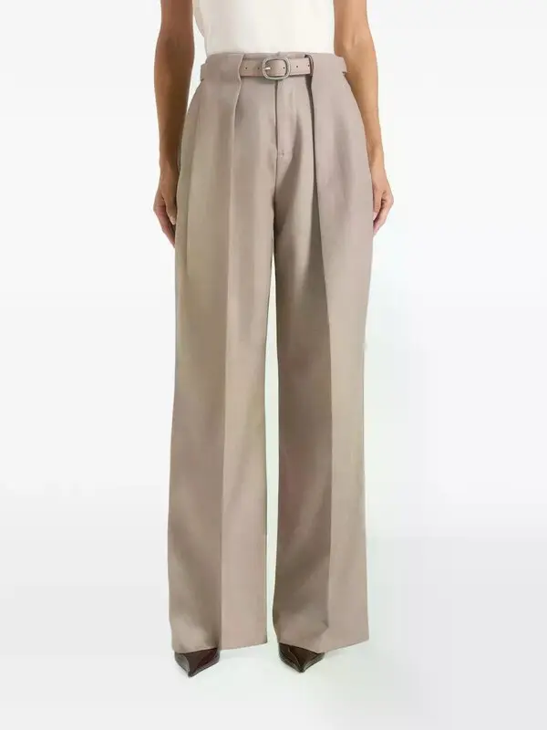 Manière De Voir Jodie Belted Box-pleat Trousers - Neutrals