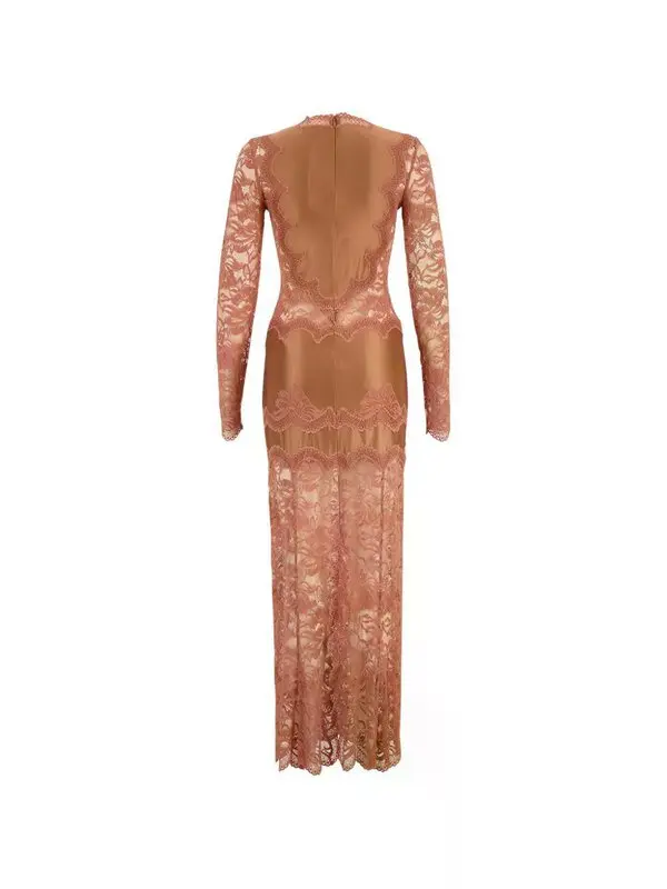 Rabanne Lace-panelled V-neck Maxi Dress - Neutrals