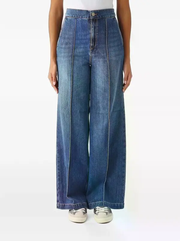 TWINSET Wide Leg Jeans With Ribbing - Blue
