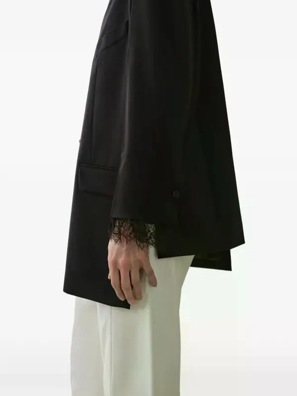 LESS Lace-trim Double-breasted Blazer