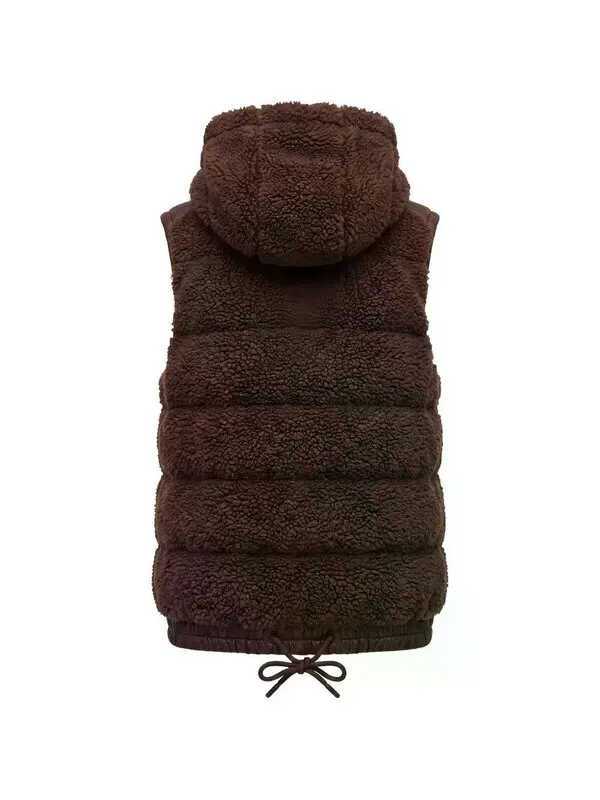 Moncler Fleece Hooded Gilet - Brown