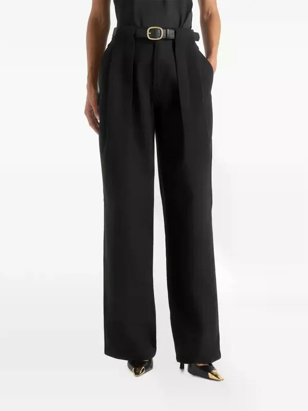 Manière De Voir Jodie Belted Box-pleat Trousers - Black