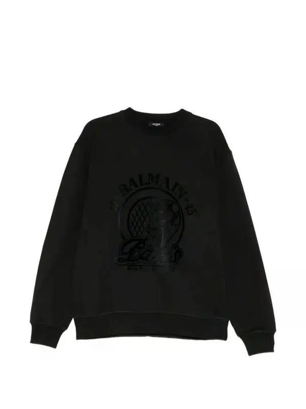 Balmain 1945quilted Flock Logo Sweatshirt - Black