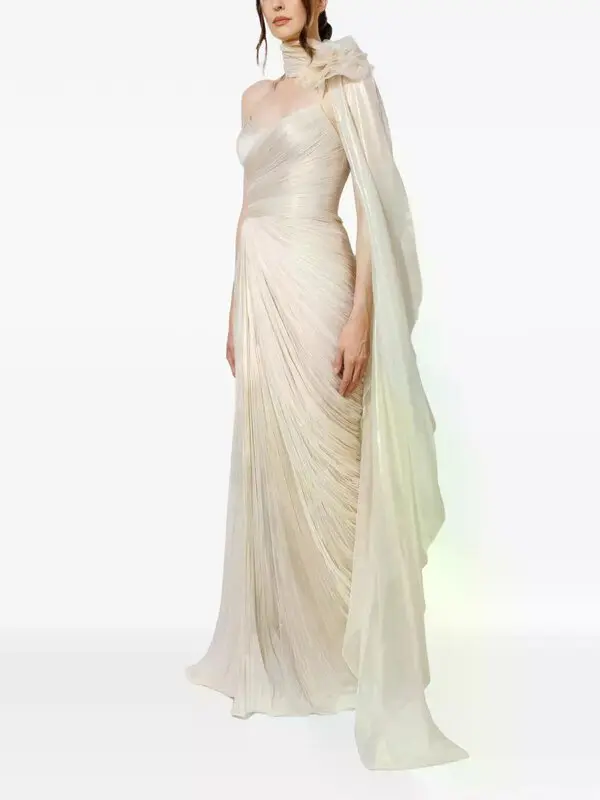 IRIS SERBAN Dolly Draped Silk Maxi Dress