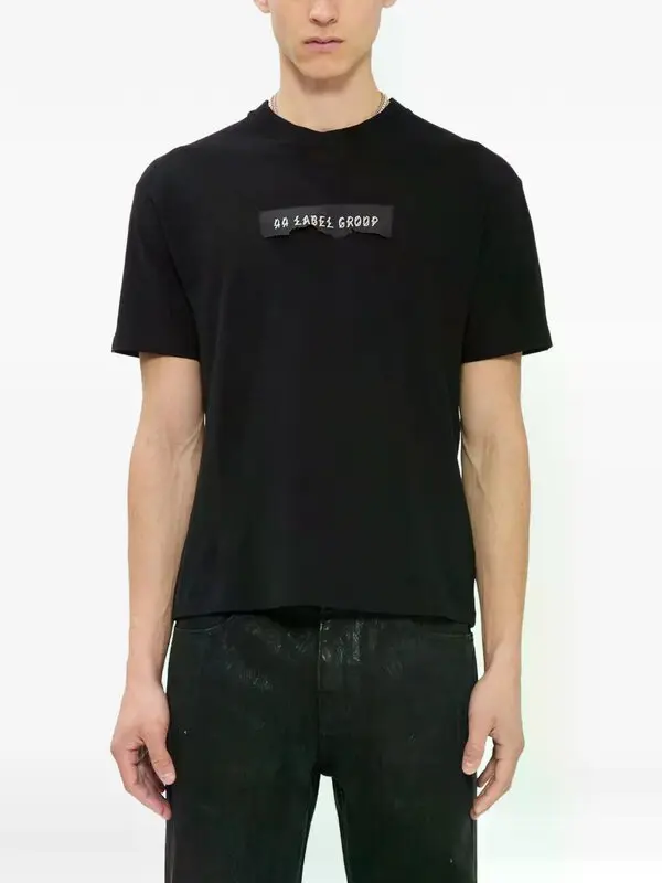 44 LABEL GROUP Burnt Label Logo-patch Graphic-print T-shirt - Black