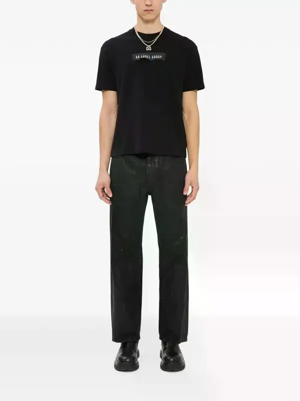 44 LABEL GROUP Burnt Label Logo-patch Graphic-print T-shirt