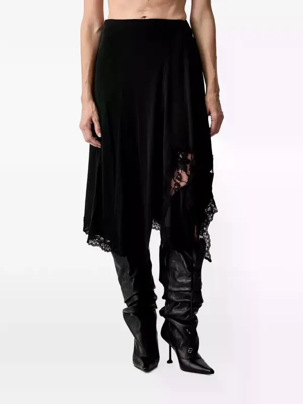 Vetements Lace-trim Asymmetric Midi Skirt
