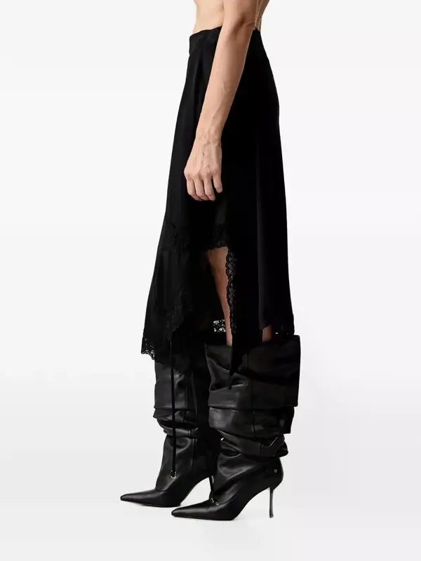 Vetements Lace-trim Asymmetric Midi Skirt