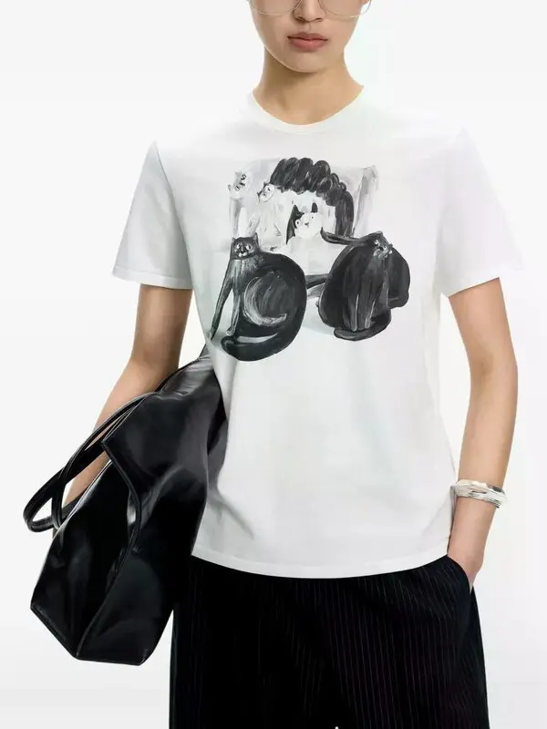 JNBY Cat-print Short-sleeve T-shirt
