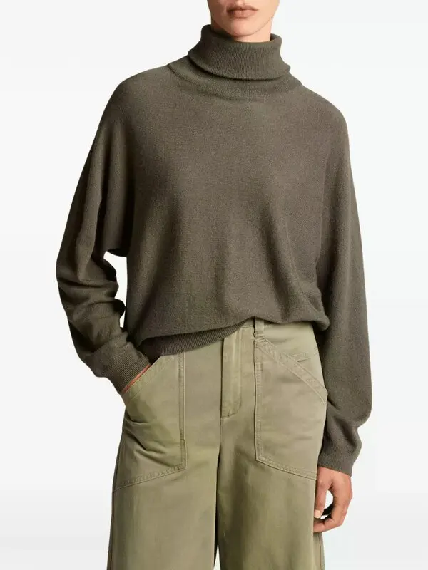 Vince Roll-neck Drop-shoulder Sweater - Green