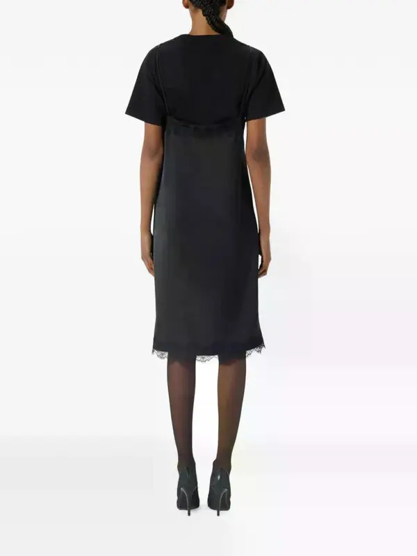 Blumarine Lace-trim Rhinestone-embellished Midi Dress