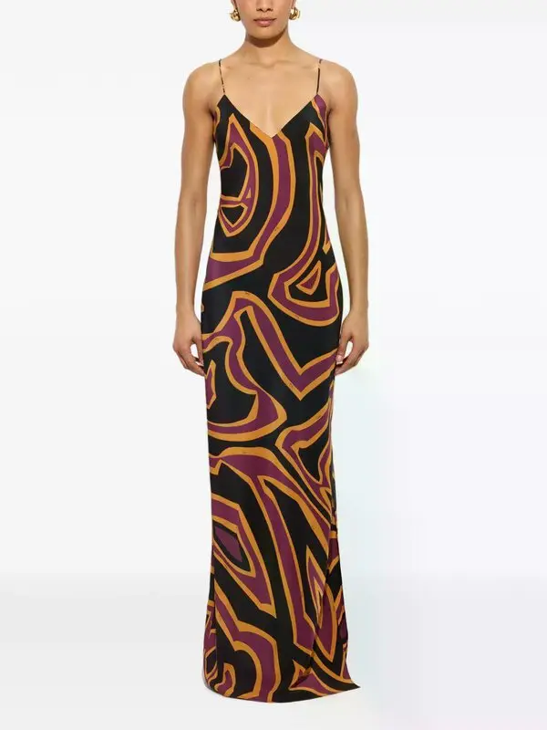 Emilio Pucci Labirinto-print Crêpe De Chine Maxi Dress - Red