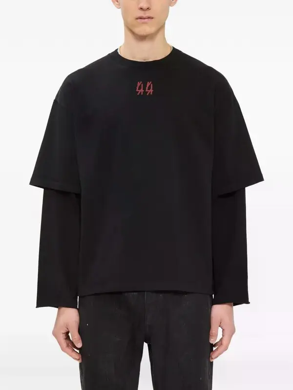 44 LABEL GROUP Classic Double-sleeve T-shirt - Black