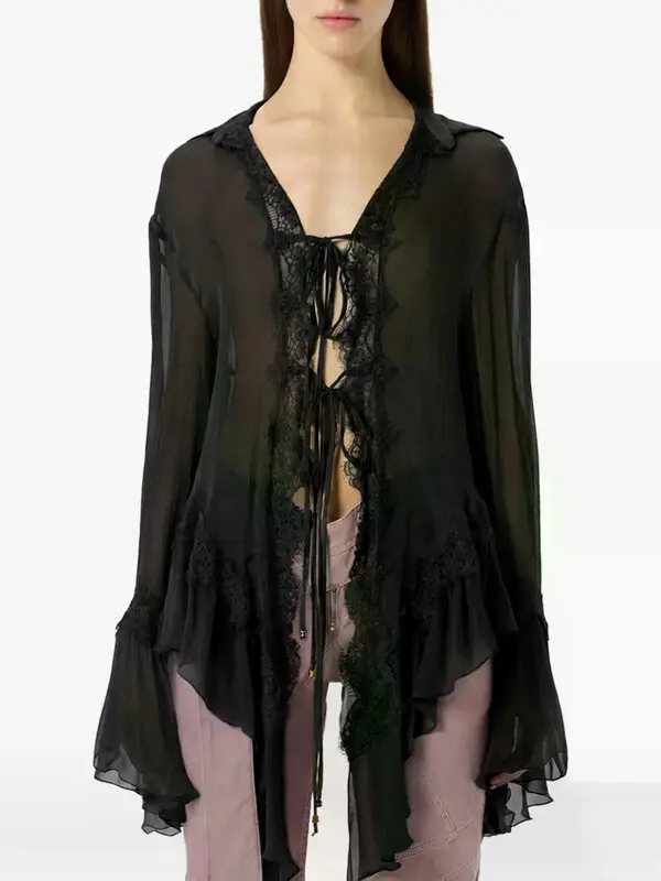 Blumarine Lace-trim Ruffled Shirt